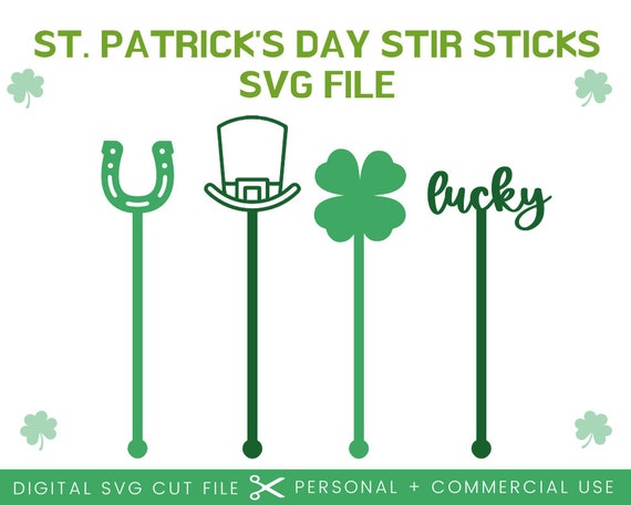 St. Patrick's Day Drink Stir Sticks SVG Glowforge Drink - Etsy