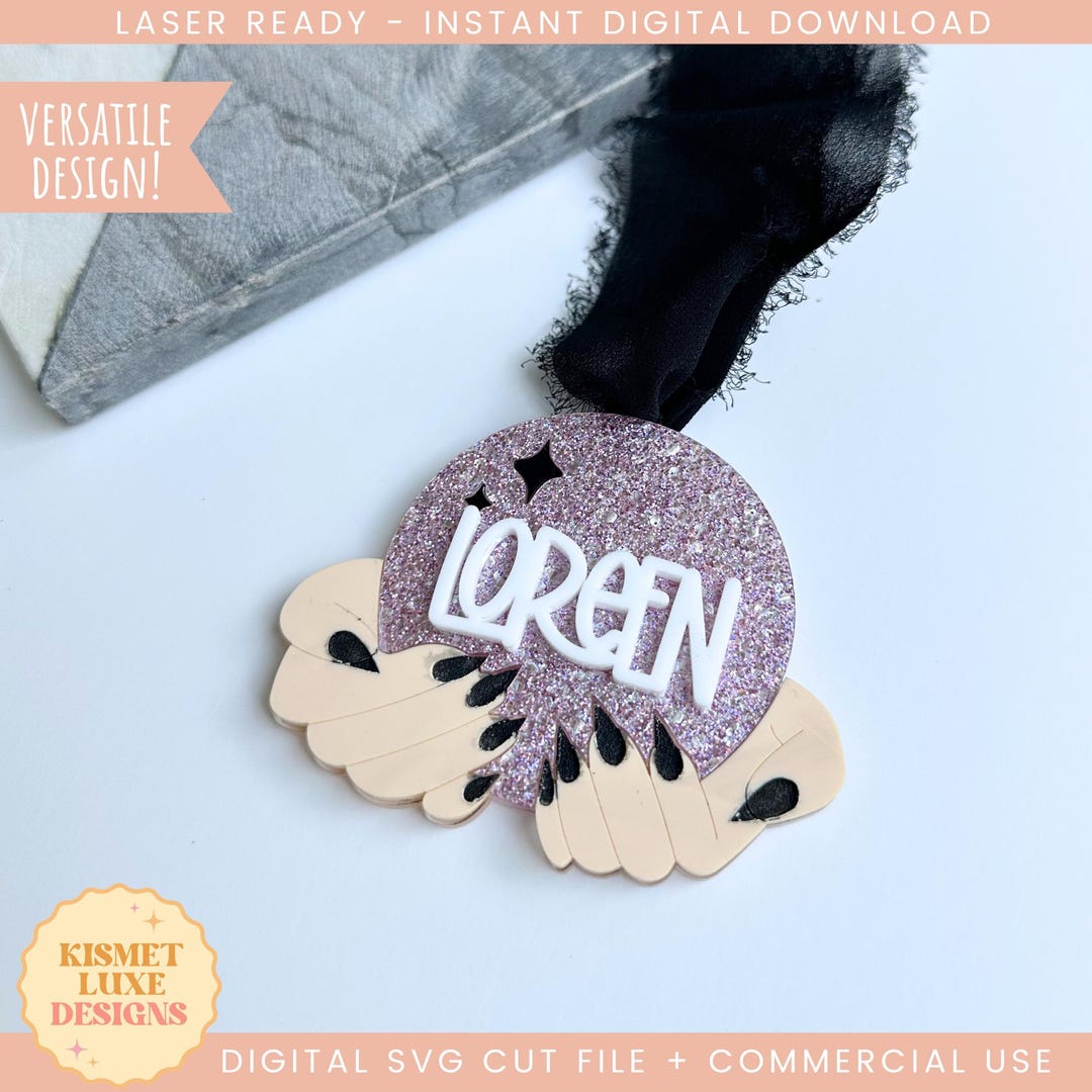 Halloween Crystal Ball Name Tag SVG File: Laser Cut Glowforge Design ...