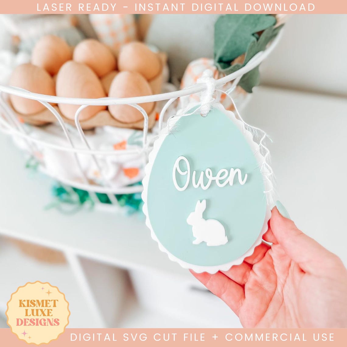 Scallop Easter Egg Name Tag SVG File | Easter Rattan Heart Tag ...