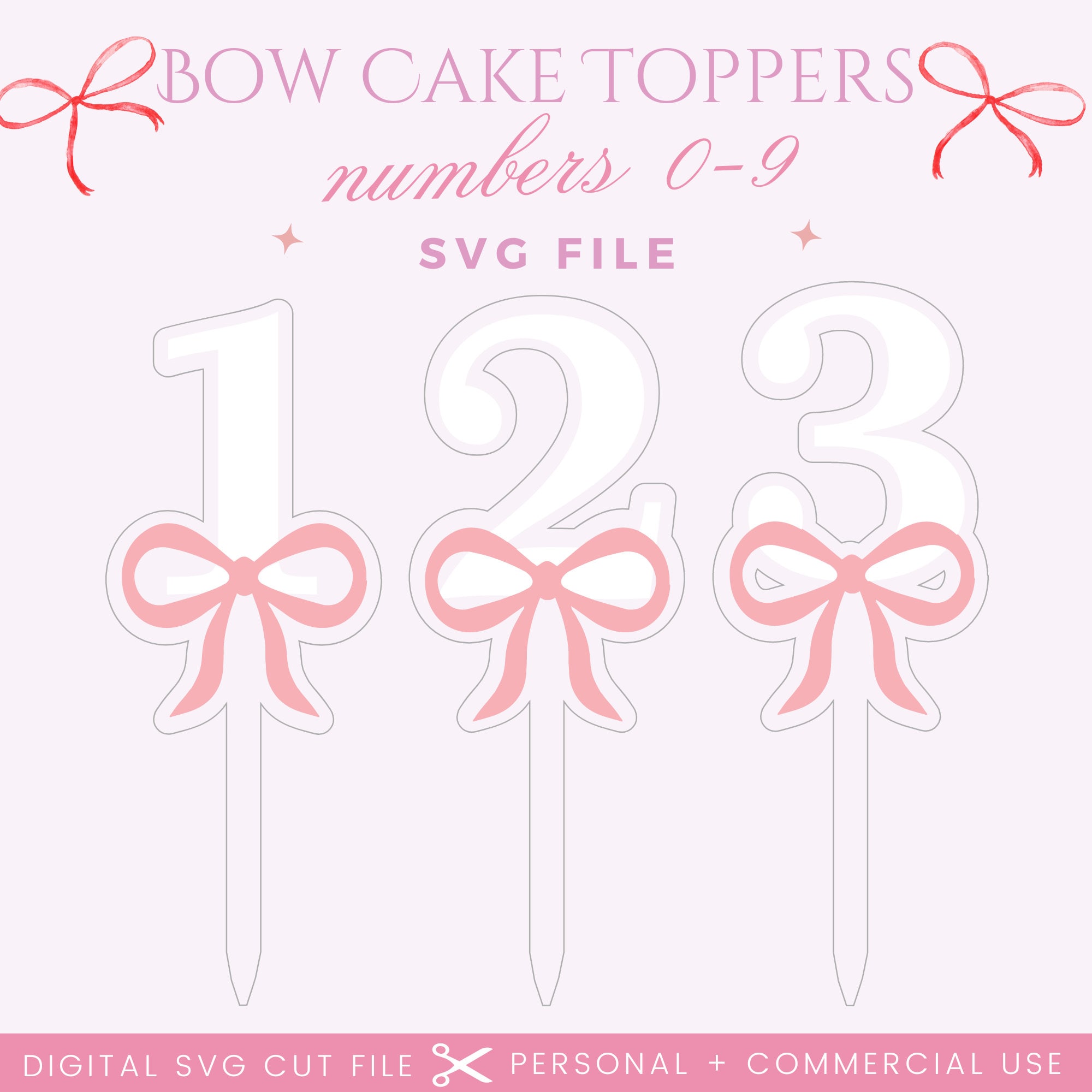 Coquette Bow Number Cake Topper SVG File (digital Download) - Etsy