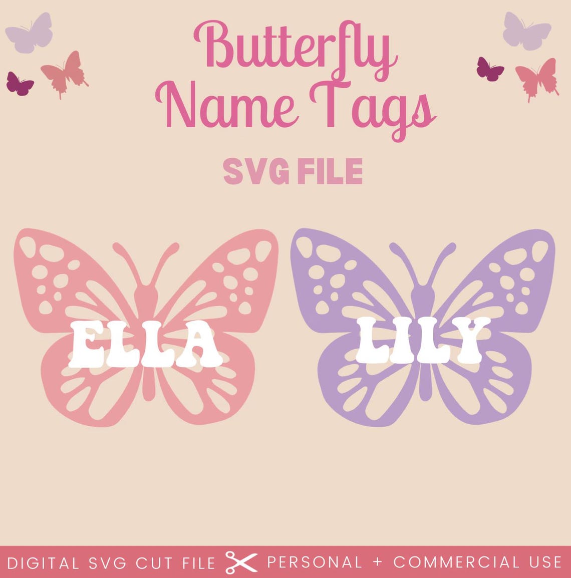 Butterfly Name Tag SVG: Laser Cut File, Valentine's Day, Easter ...