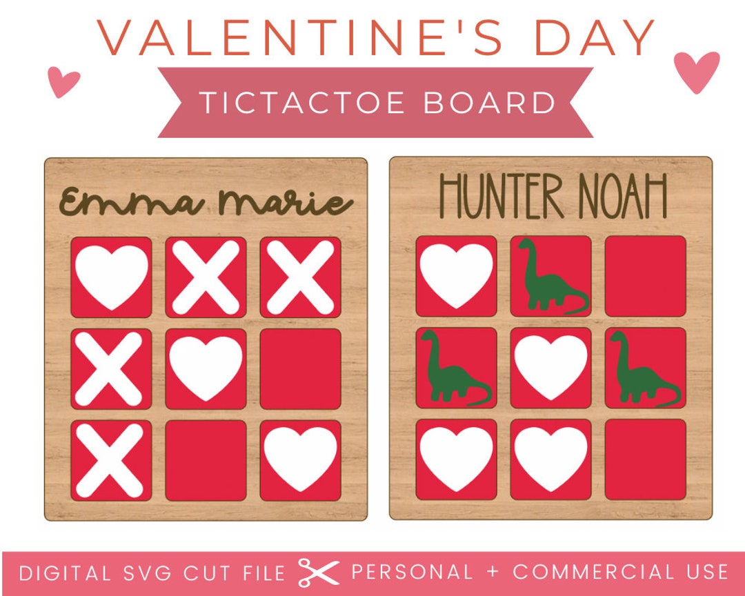 Valentine's Day Tic Tac Toe Board SVG | Glowforge Board Game Svg ...