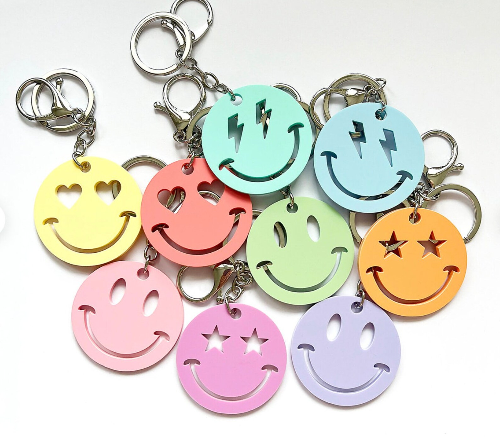 Smiley Face Keychain SVG Smiley Bag Tag SVG Retro Keychain - Etsy