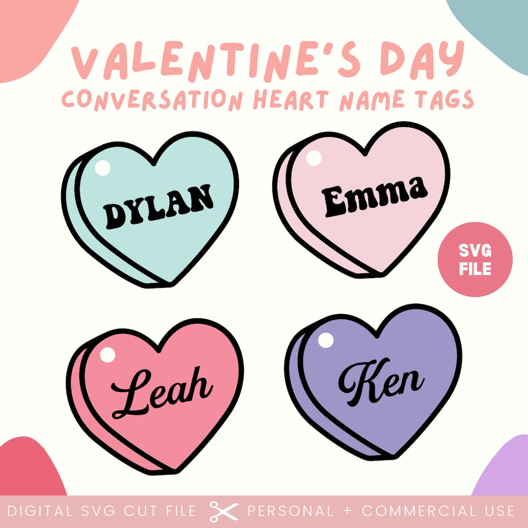 Valentine's Day Conversation Heart Gift Tag SVG: Laser Cut File - Etsy