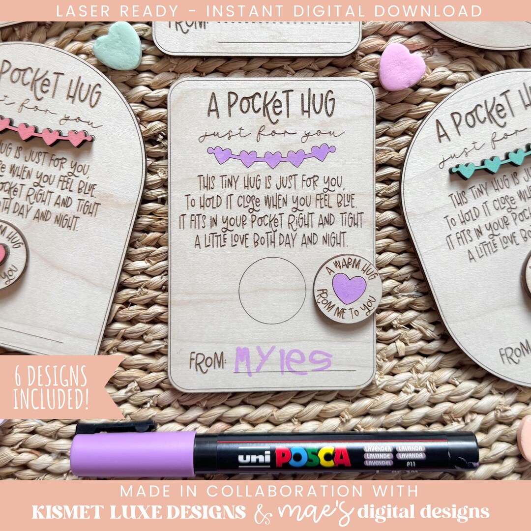 Valentine's Day Pocket Hug Keepsake Sign SVG | Glowforge Heart Tag Svg ...