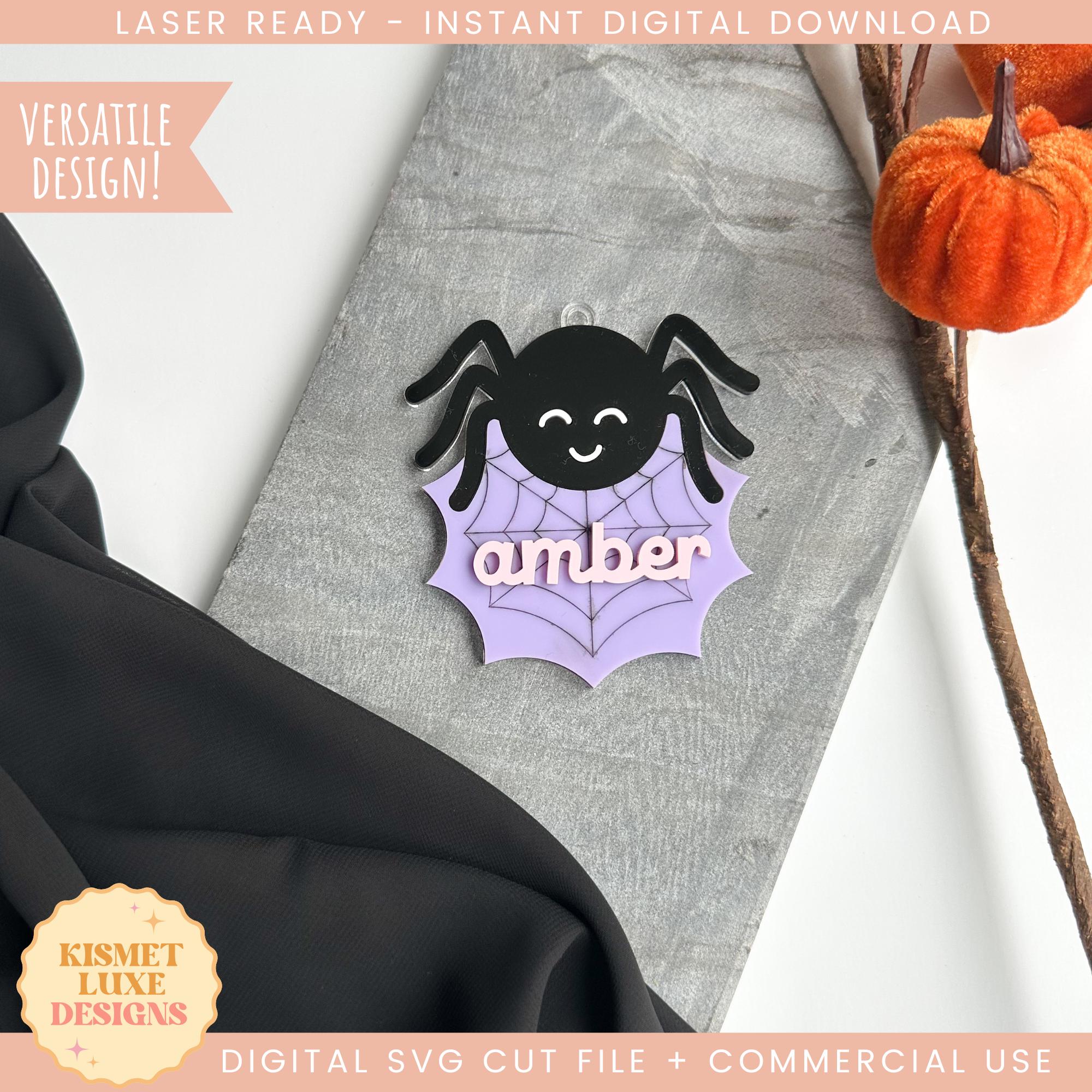 Halloween Spider Web Name Tag SVG File: Laser Cut Initial Design ...