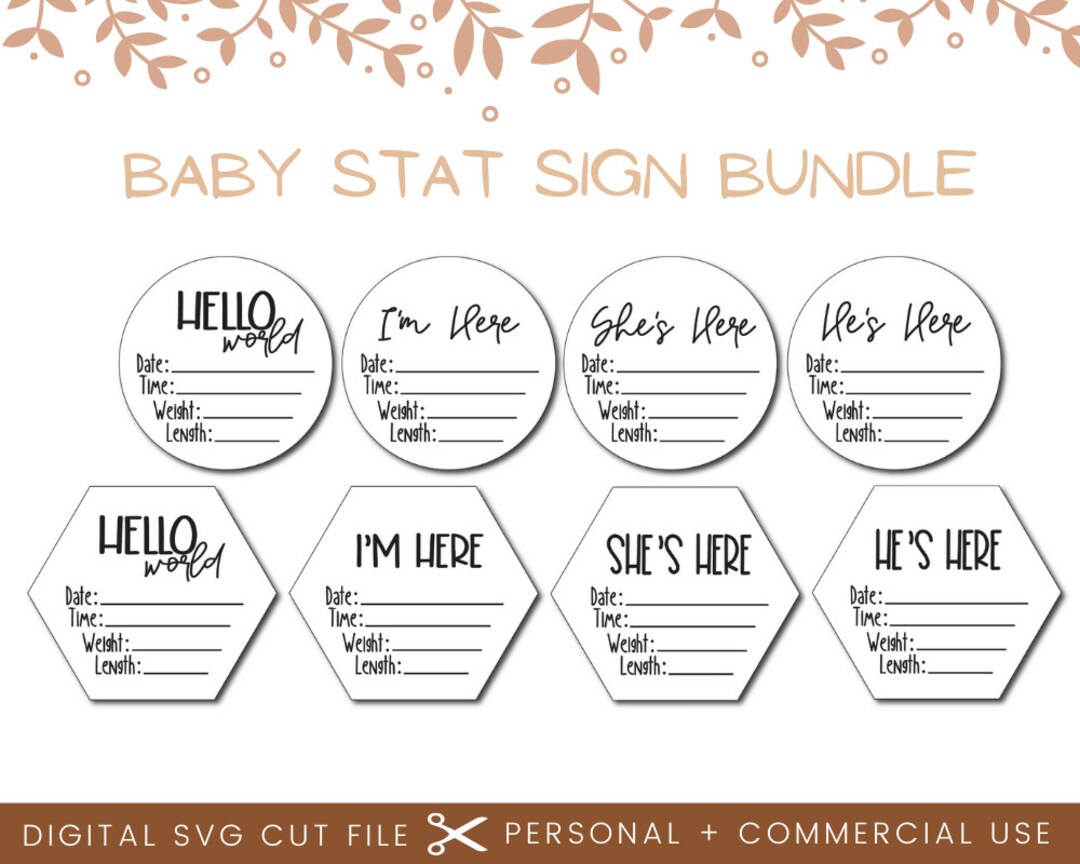 Baby Stat Sign SVG: Hello World, I'm Here (digital File) - Etsy