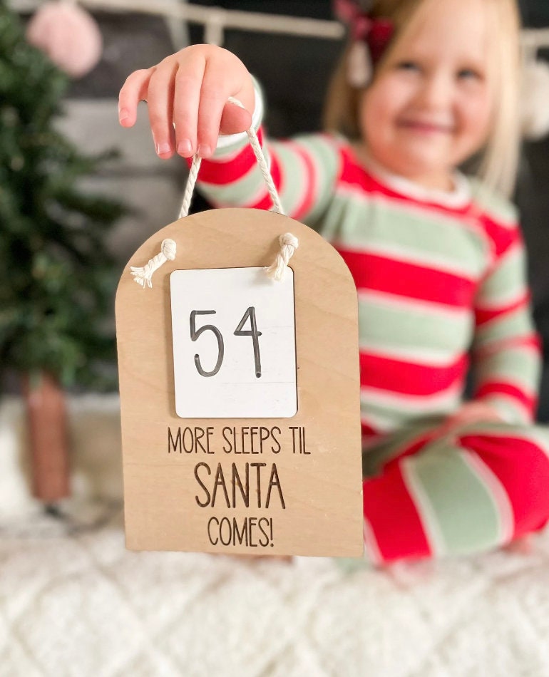 Christmas Countdown Santa Comes Sign SVG File Glowforge - Etsy