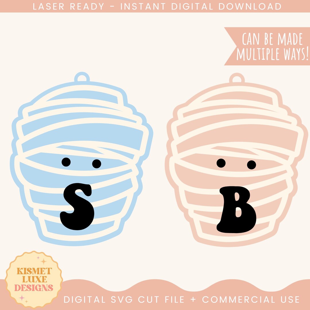 Halloween Mummy Name Tag SVG Files Halloween Tags Glowforge Halloween ...