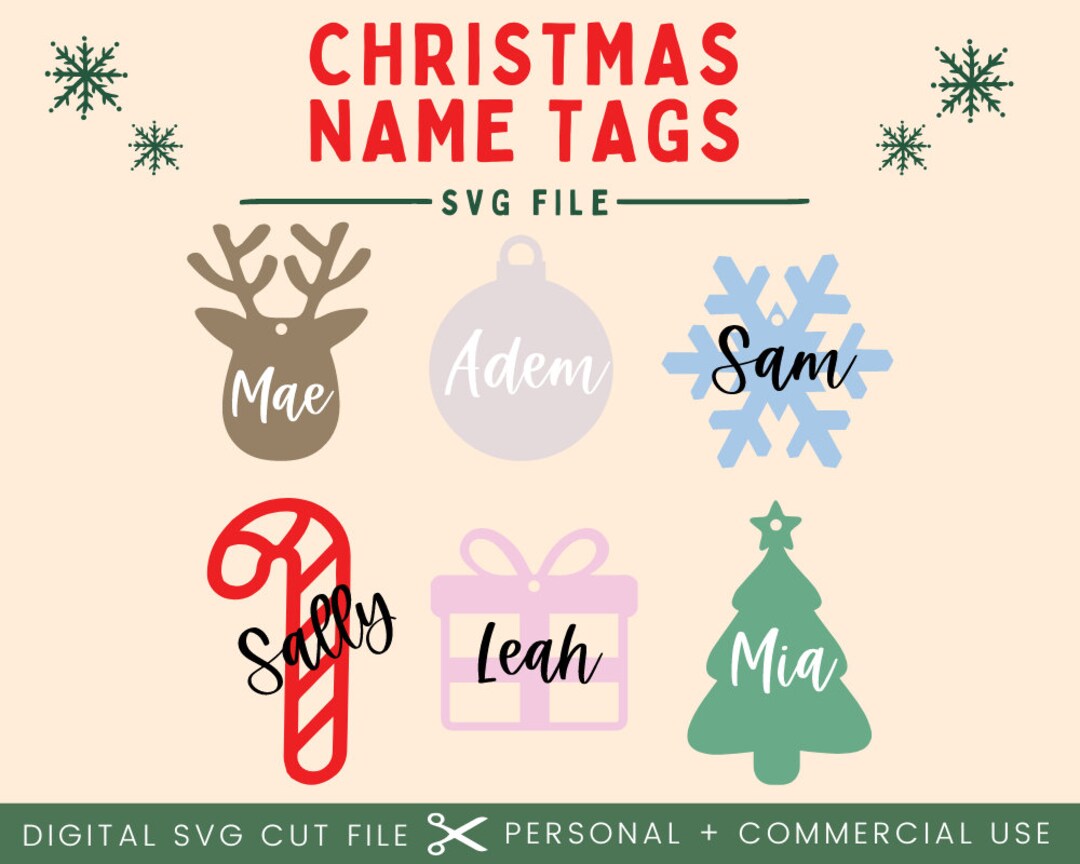 Christmas Name Tag SVG Files | Christmas Tags | Glowforge Christmas Cut ...