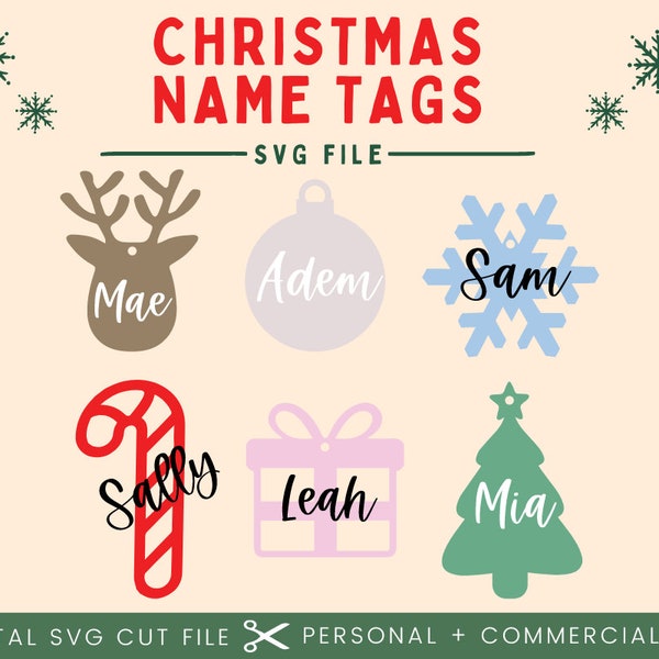 Christmas Name Tag - Etsy