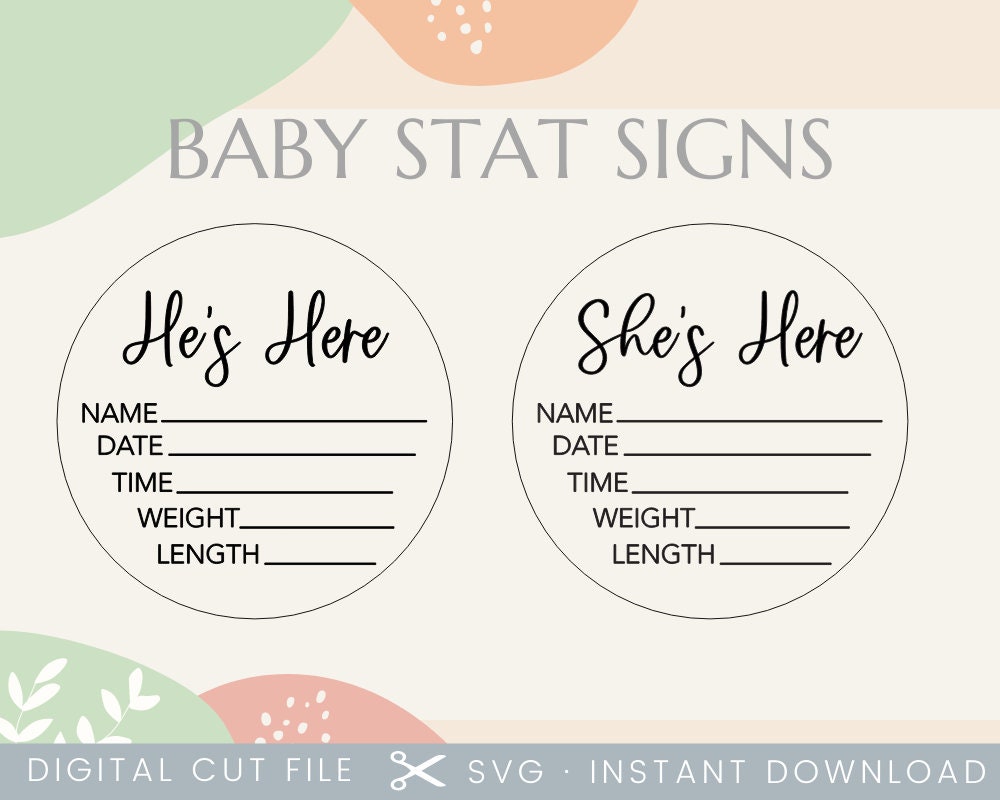 Baby Stat Sign SVG Baby Birth Stat Sign SVG PNG Glowforge - Etsy