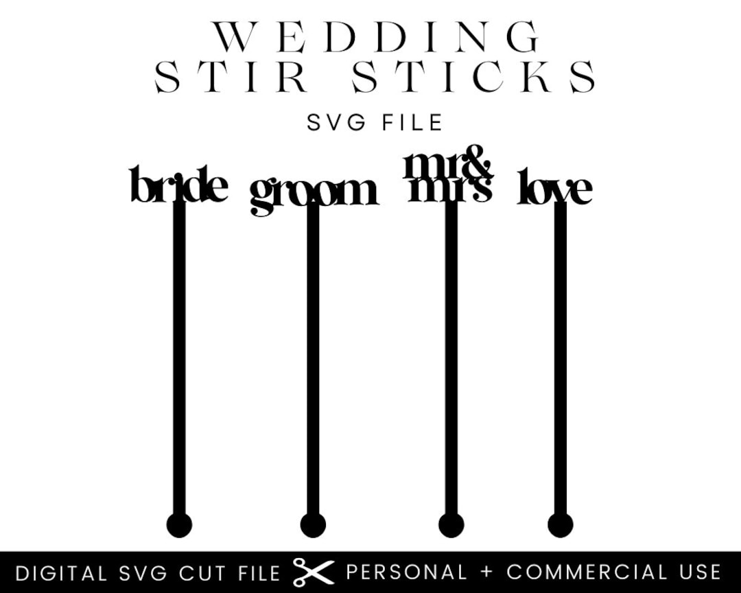 Wedding Mr and Mrs Drink Stir Sticks SVG Bridal Shower Drink Stir Stick ...