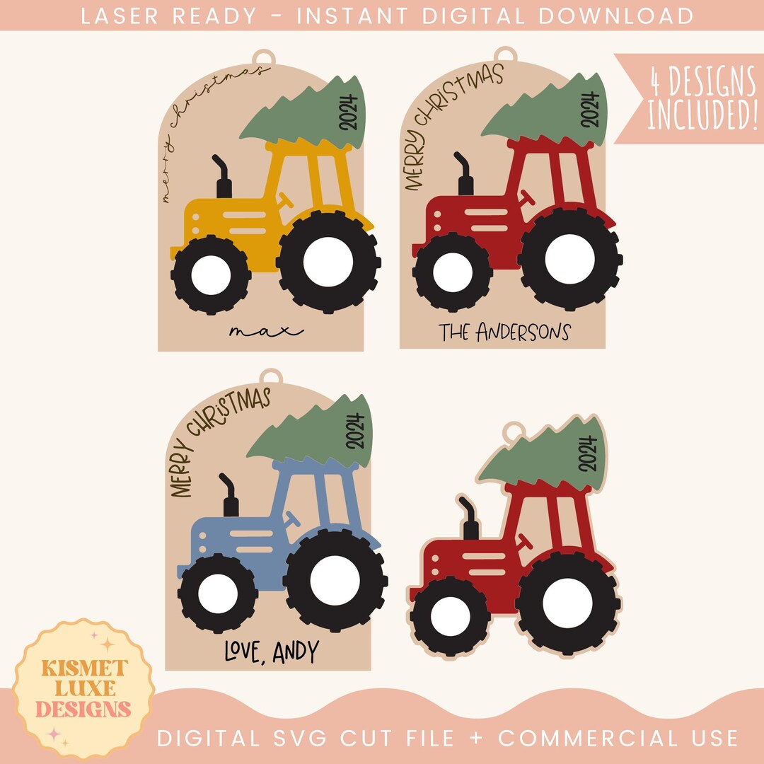 Tractor Christmas Ornament SVG Bundle: Farm Ranch Laser Cut File ...