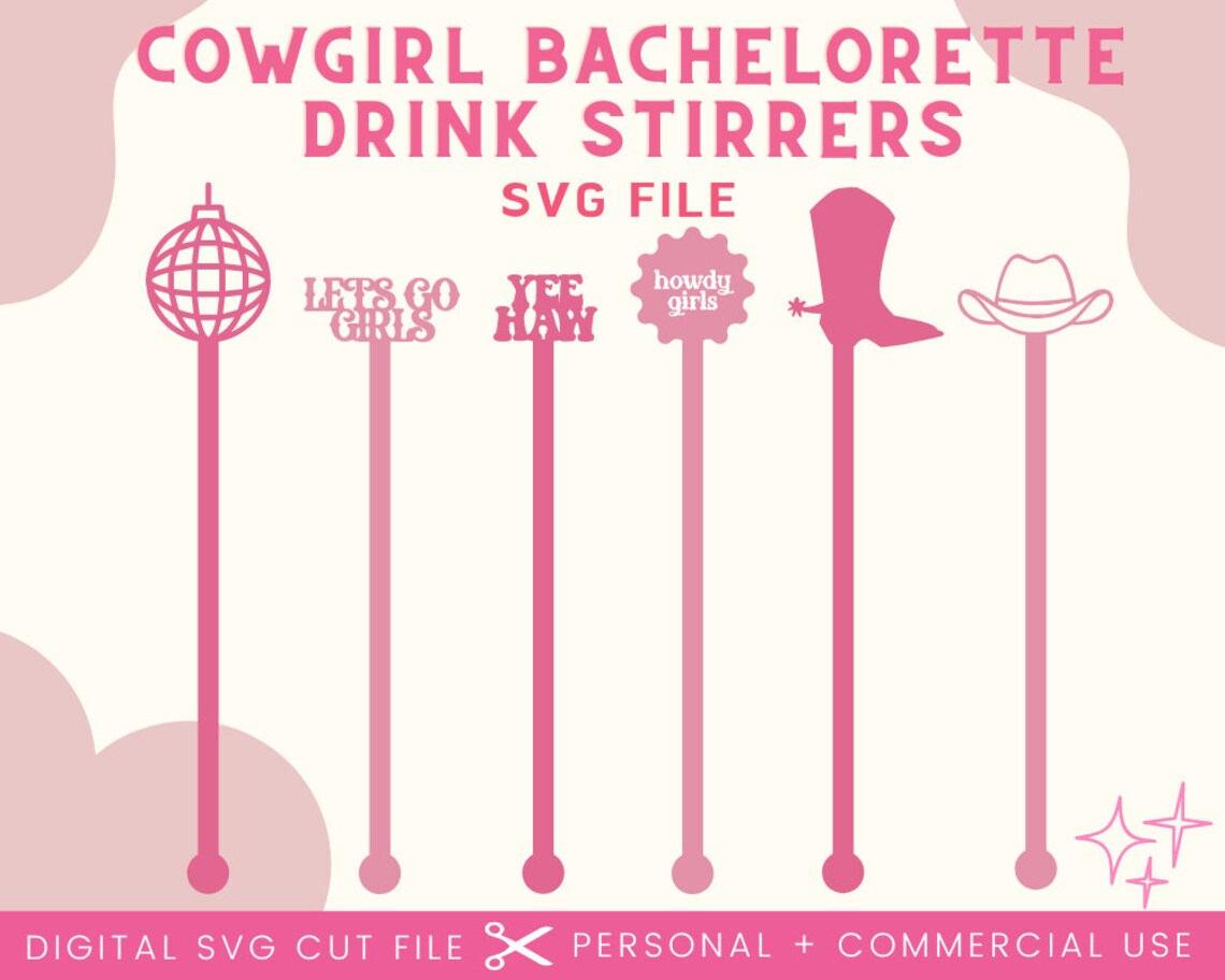 Cowgirl Bachelorette Stir Sticks SVG: Disco Rodeo Cut File (digital ...