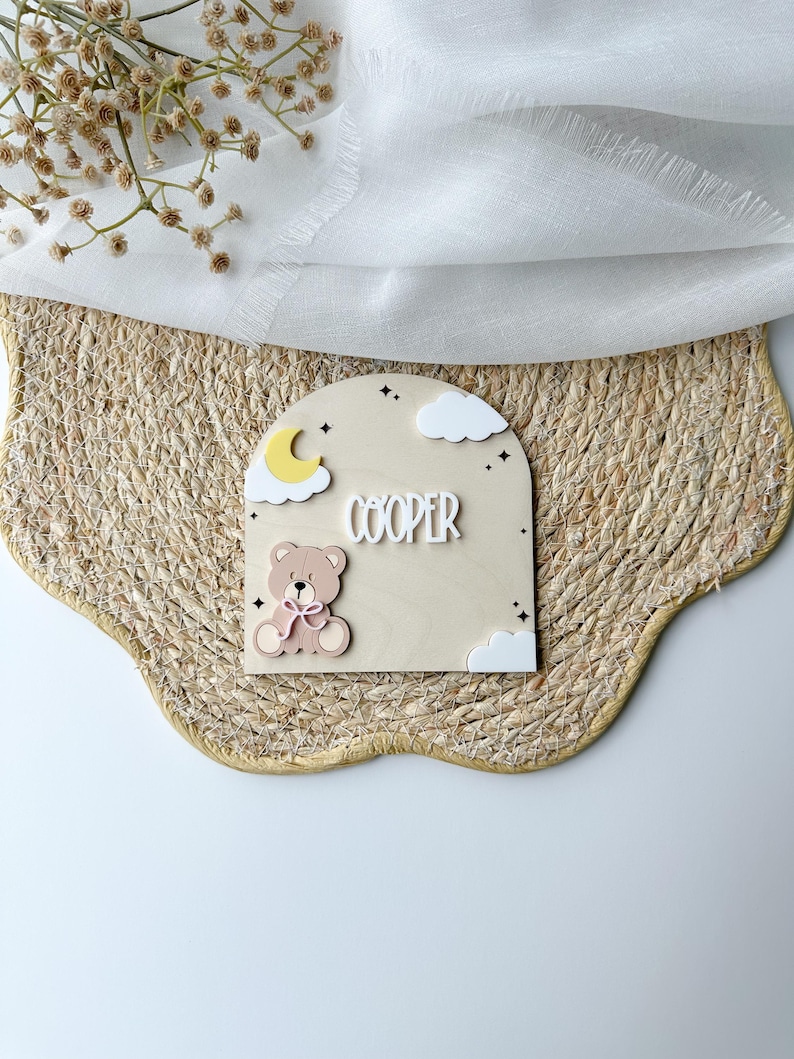Teddy Bear Cloud Baby Name Sign SVG: Laser Cut File (digital Download ...