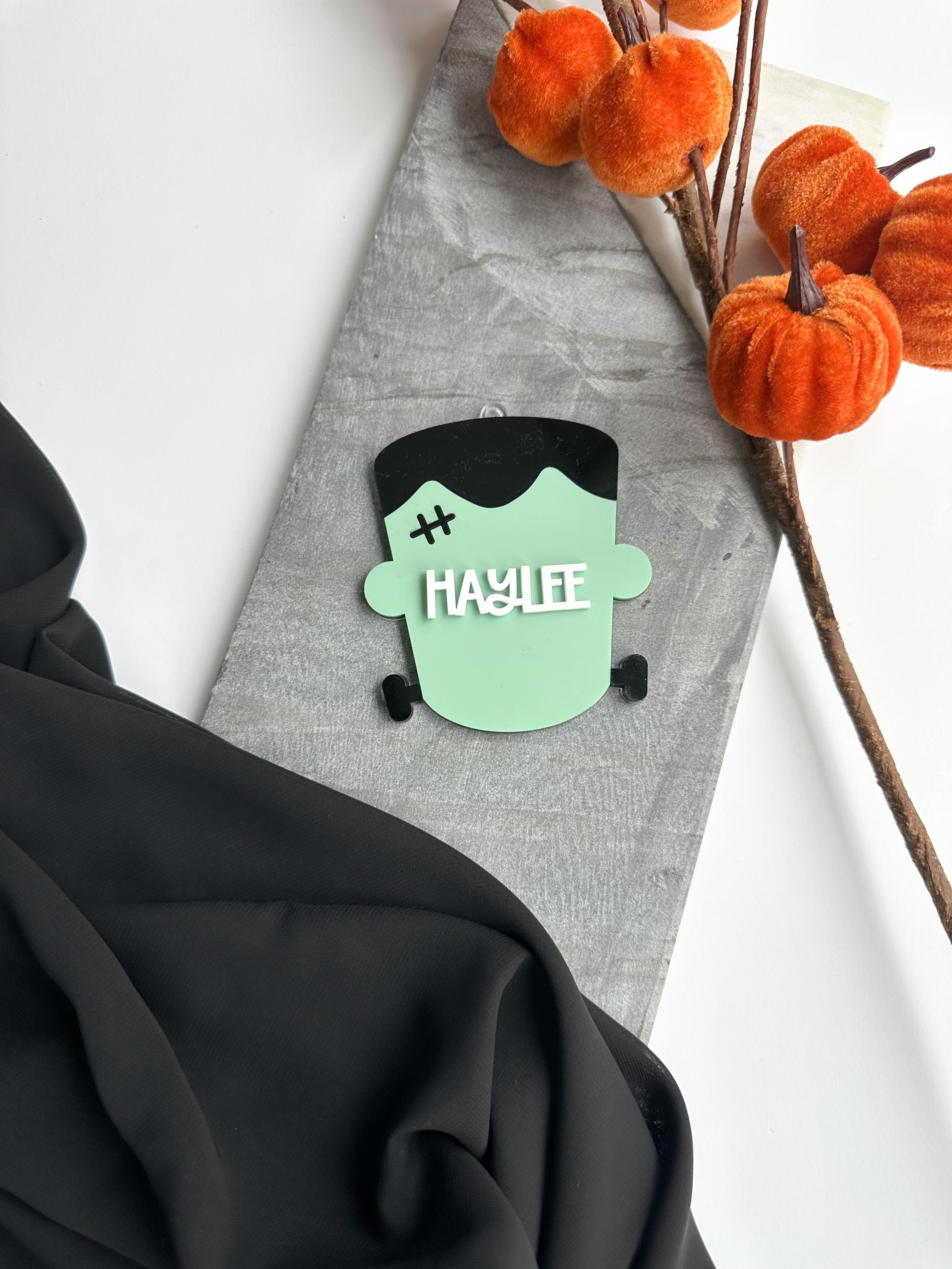 Frankenstein Halloween Name Tag SVG File: Laser Cut Glowforge Design ...