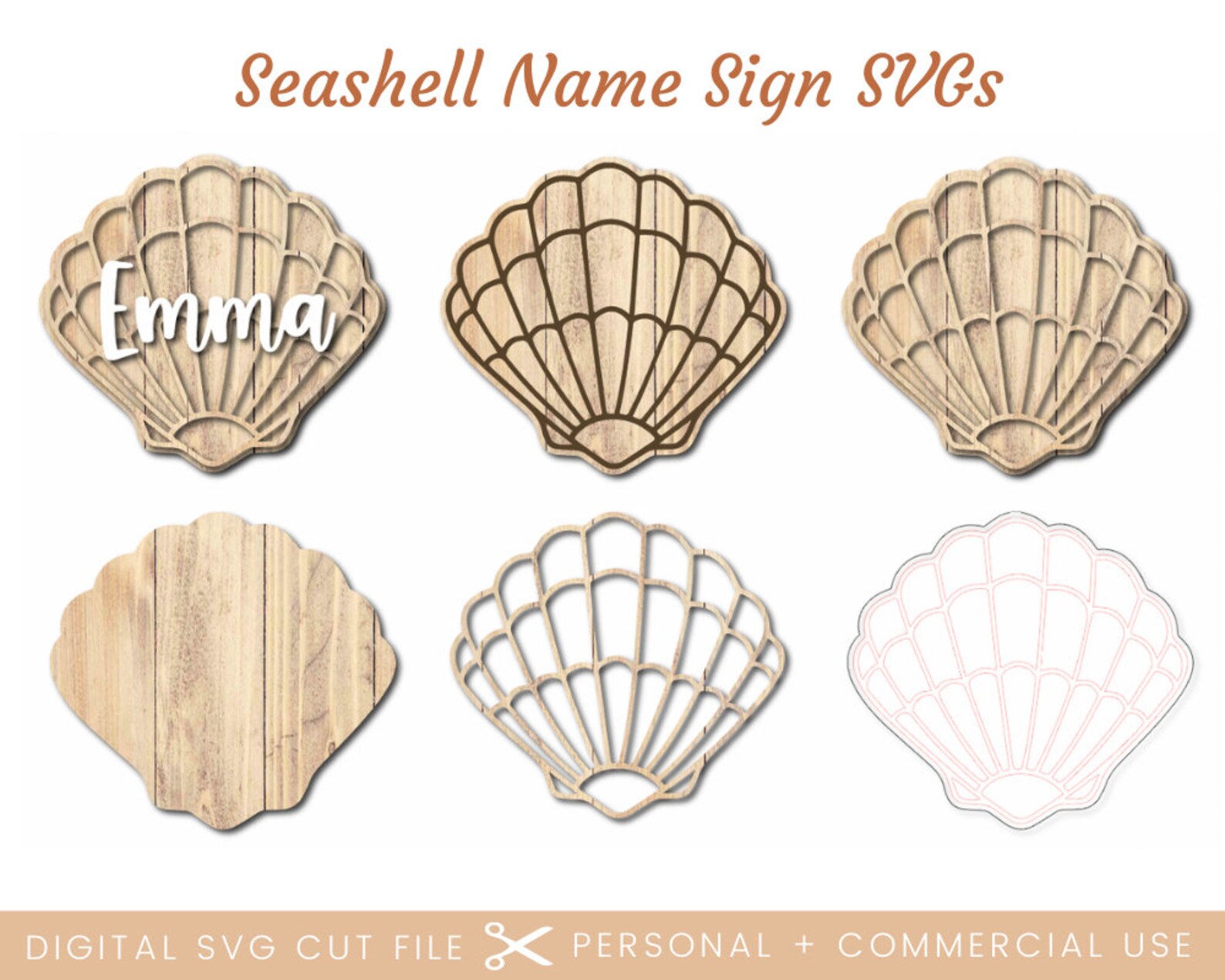 Seashell Baby Name Sign SVG Baby Stat Name Sign SVG PNG | Etsy