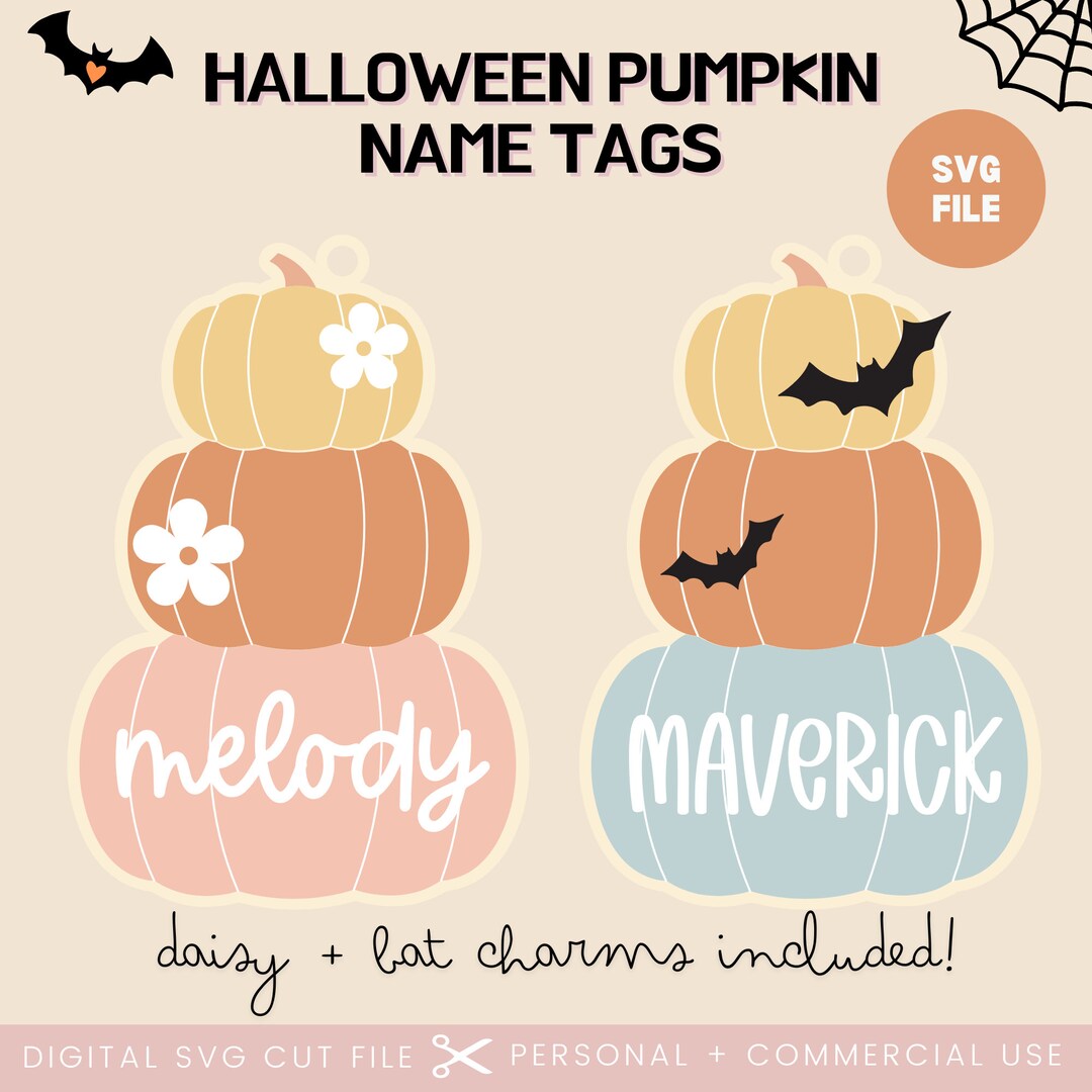 Halloween Name Tag SVG Files | Halloween Tags | Glowforge Halloween Cut ...