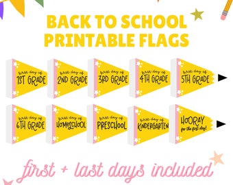 First Day of School Printable Pennant Flags for Kids | Back to School ...