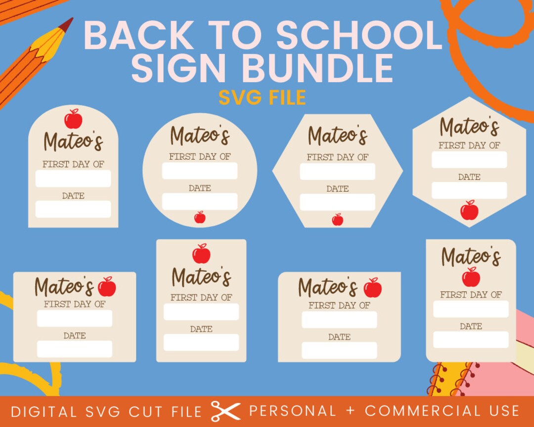 First Day of School Sign Bundle SVG | Back to School Cut File | First ...