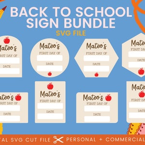 First Day of School Sign Bundle SVG | Back to School Cut File | First ...