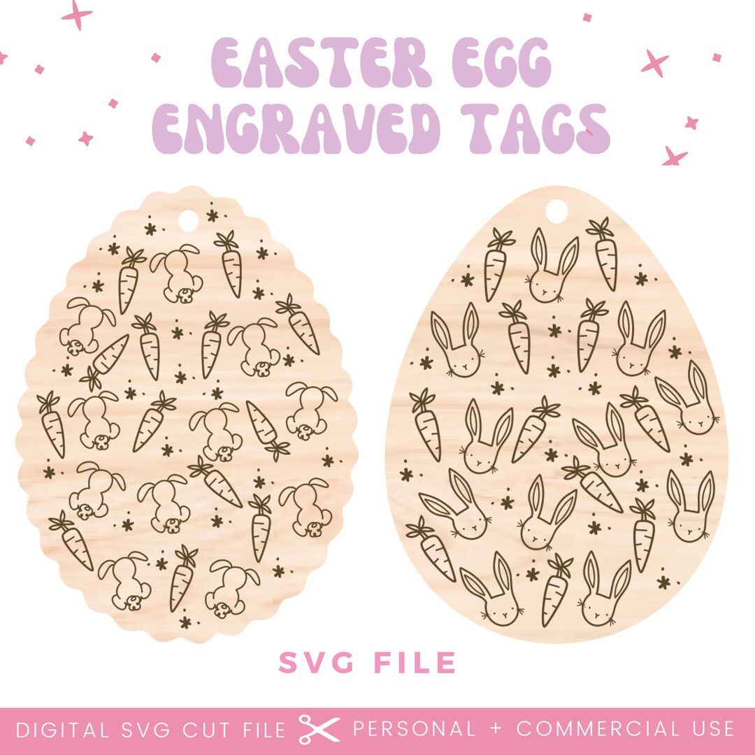 Easter Bunny Carrot Egg Name Tag SVG File Easter Rattan Heart Tag ...