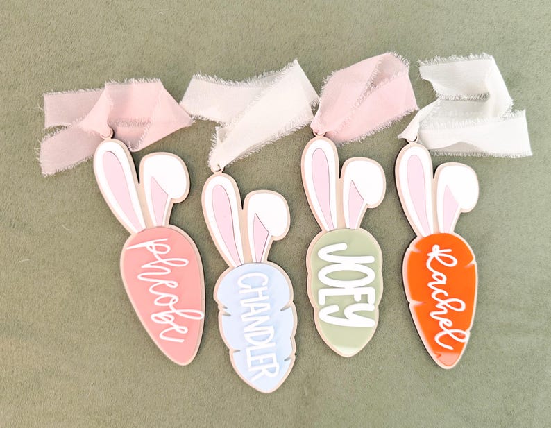Easter Carrot Bunny Tag SVG File: Laser Cut Name Tag (digital Download ...
