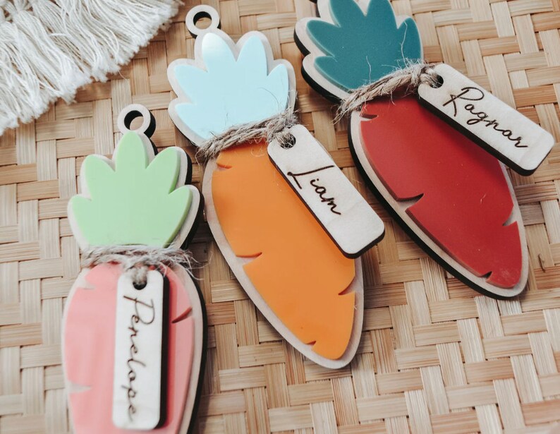 Easter Carrot Name Tag SVG: Laser Cut Bunny Basket Tag (digital ...