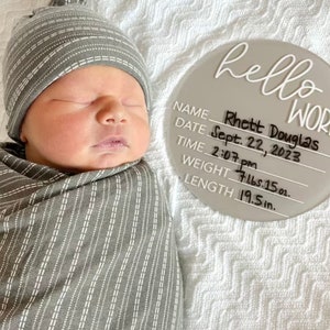 Hello World Baby Sign SVG | Baby Stat Name Sign SVG PNG Glowforge ...