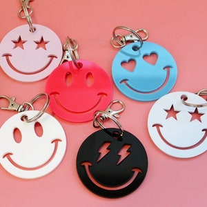 Smiley Face Keychain SVG Smiley Bag Tag SVG Retro Keychain - Etsy