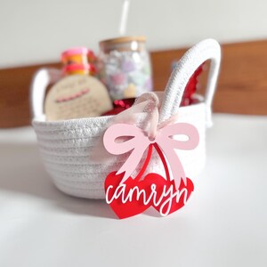 Cherry Bow Name Tag SVG: Preppy Coquette Laser Cut File (digital ...