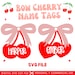 Cherry Bow Name Tag SVG: Preppy Coquette Laser Cut File (digital ...