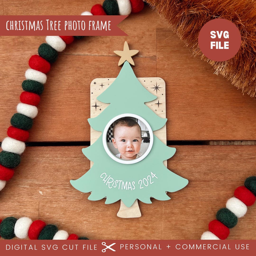 Christmas Tree Photo Frame Magnet SVG: Laser Cut File - Etsy