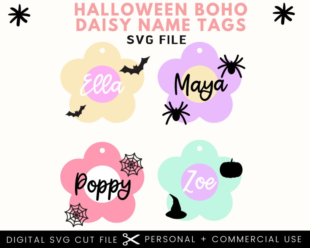 Halloween Boho Name Tag SVG Files | Halloween Tags | Glowforge ...