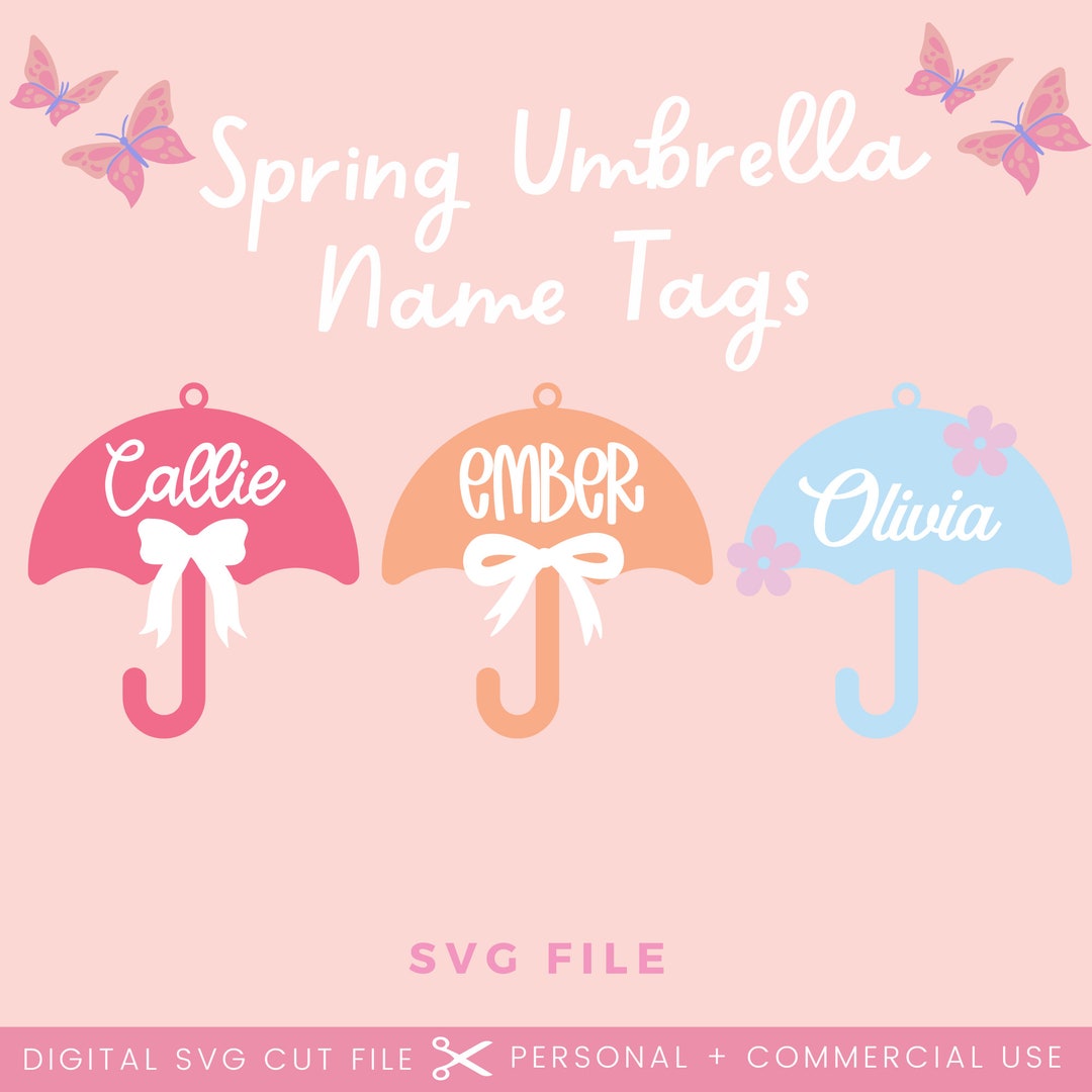 Spring Umbrella Boho Daisy Bow Name Tags SVG | Laser Ready Name Tag ...