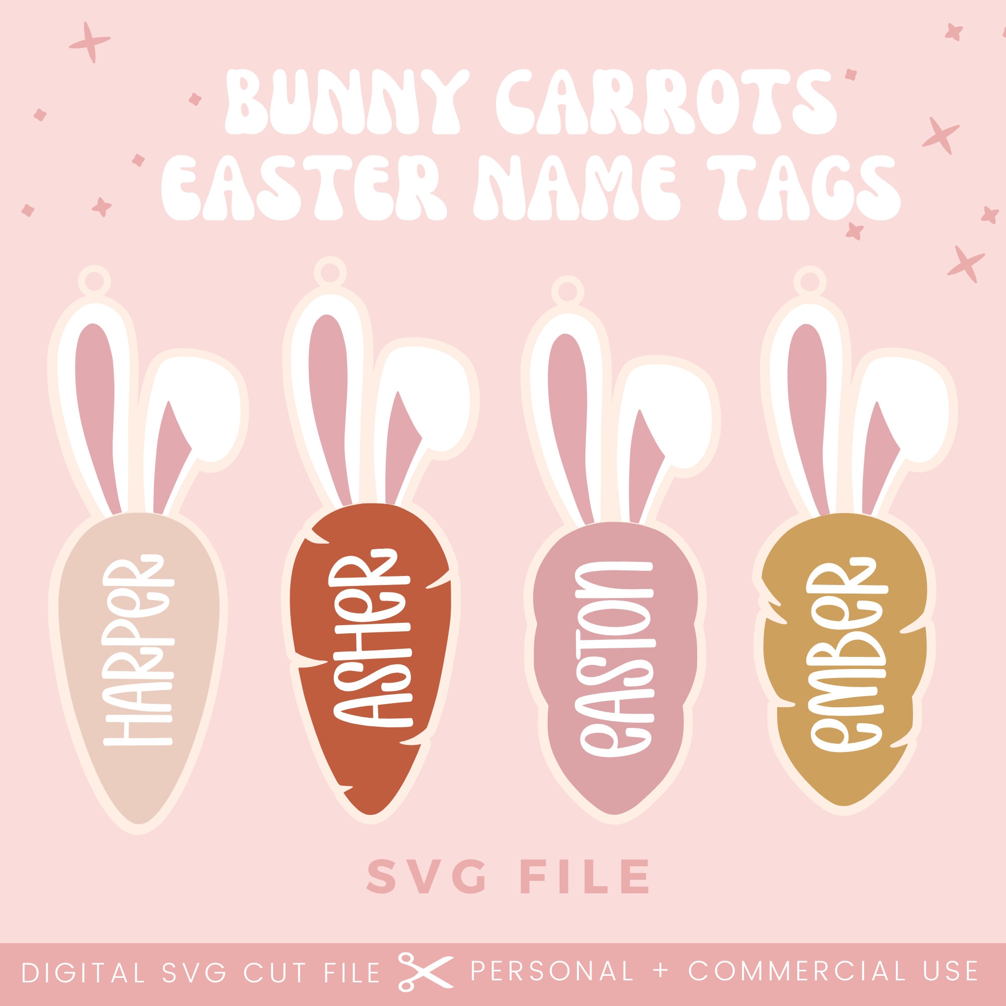 Easter Carrot Bunny Tag SVG File: Laser Cut Name Tag (digital Download ...