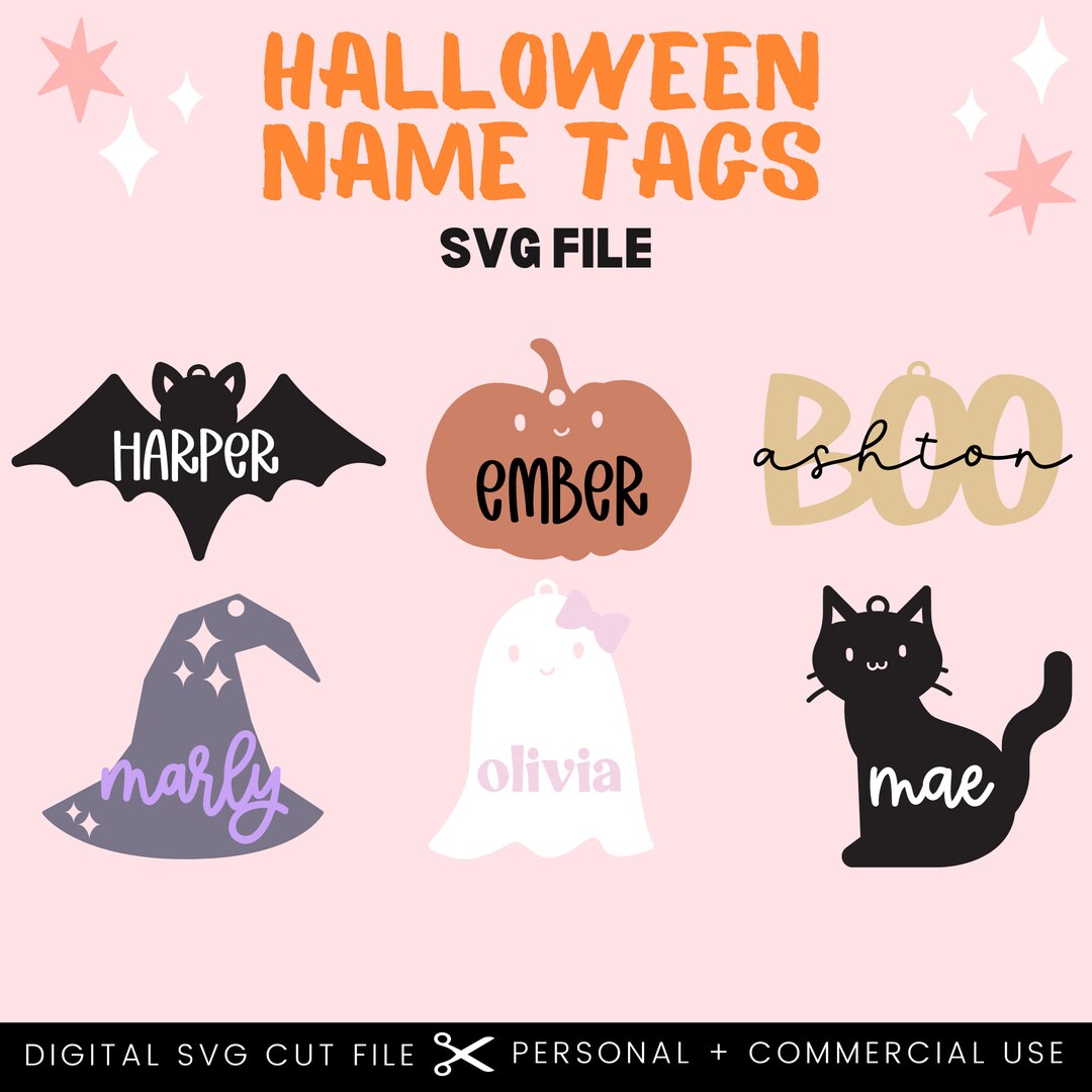 Halloween Name Tag SVG Files | Halloween Tags | Glowforge Halloween Cut ...