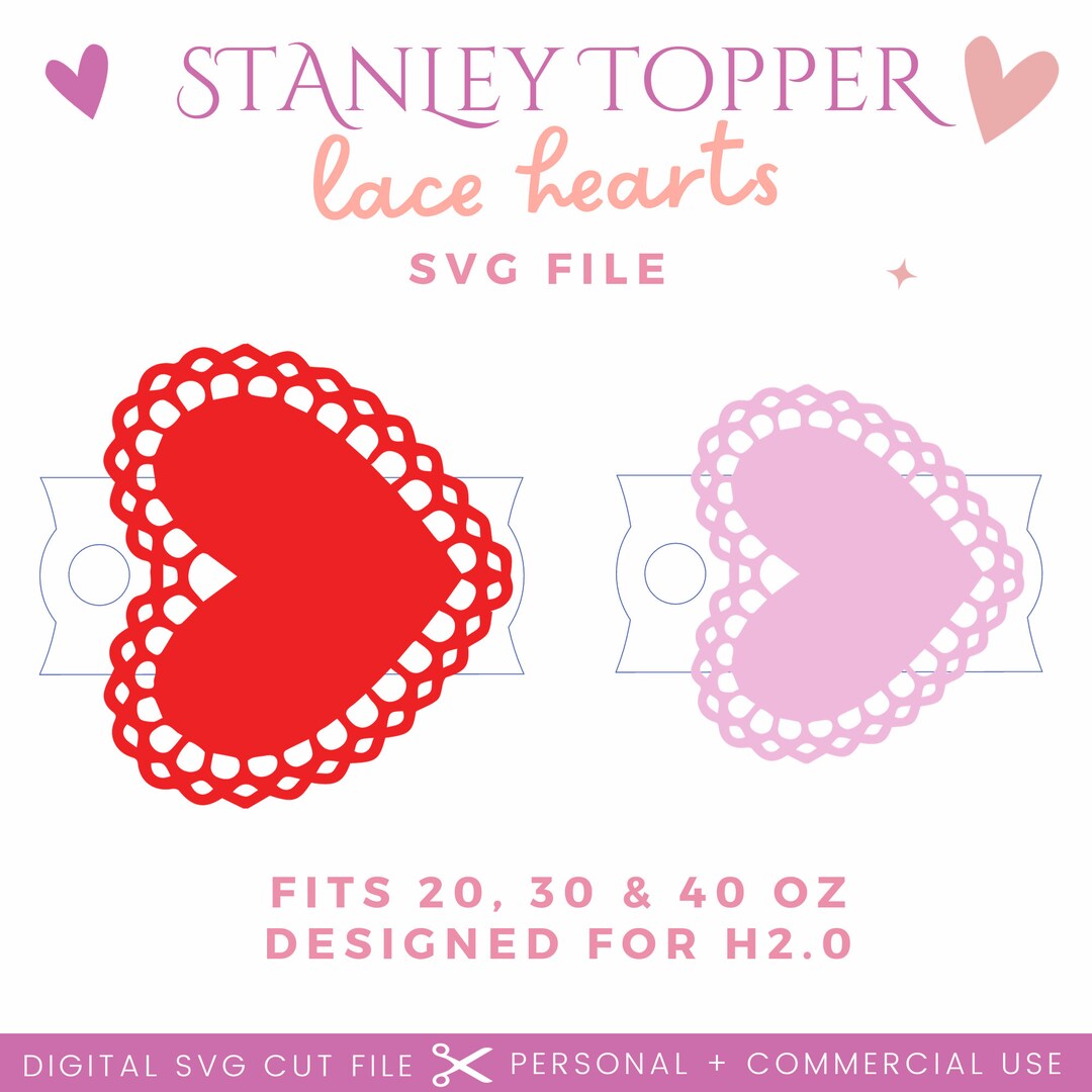 Lace Heart Stanley Topper SVG | Laser Ready Stanley Name Tag | Stanley ...