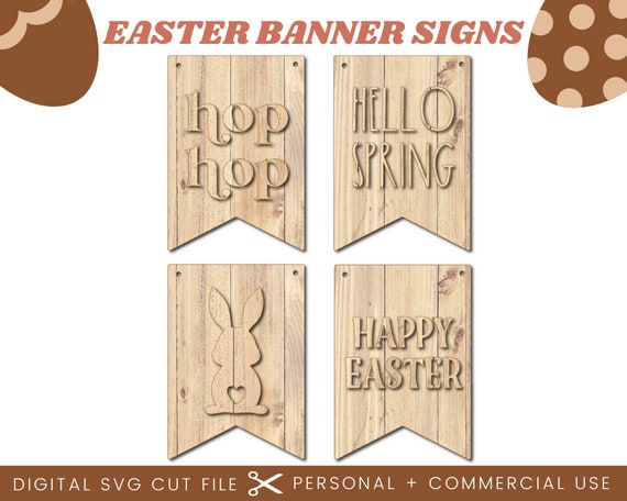 Happy Easter Farmhouse Signs SVG Glowforge Easter Laser File | Etsy
