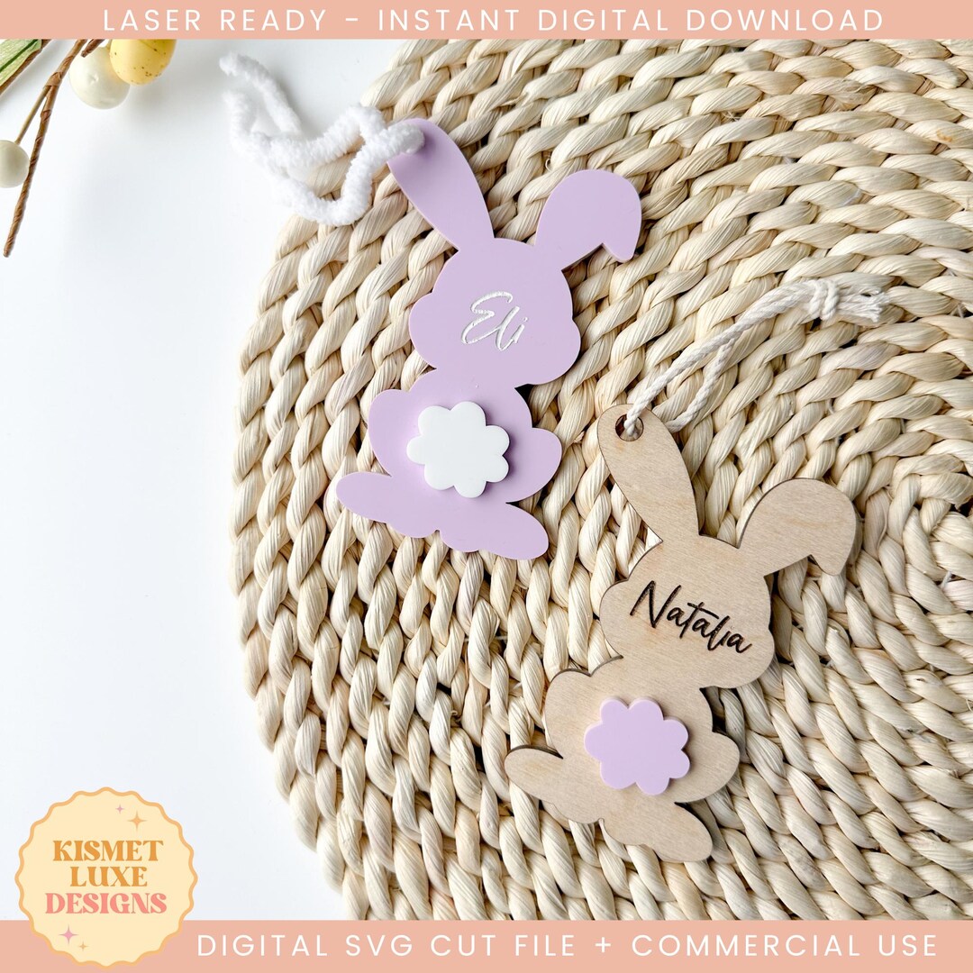 Easter Bunny Name Tag SVG: Laser Cut File (digital Download) - Etsy
