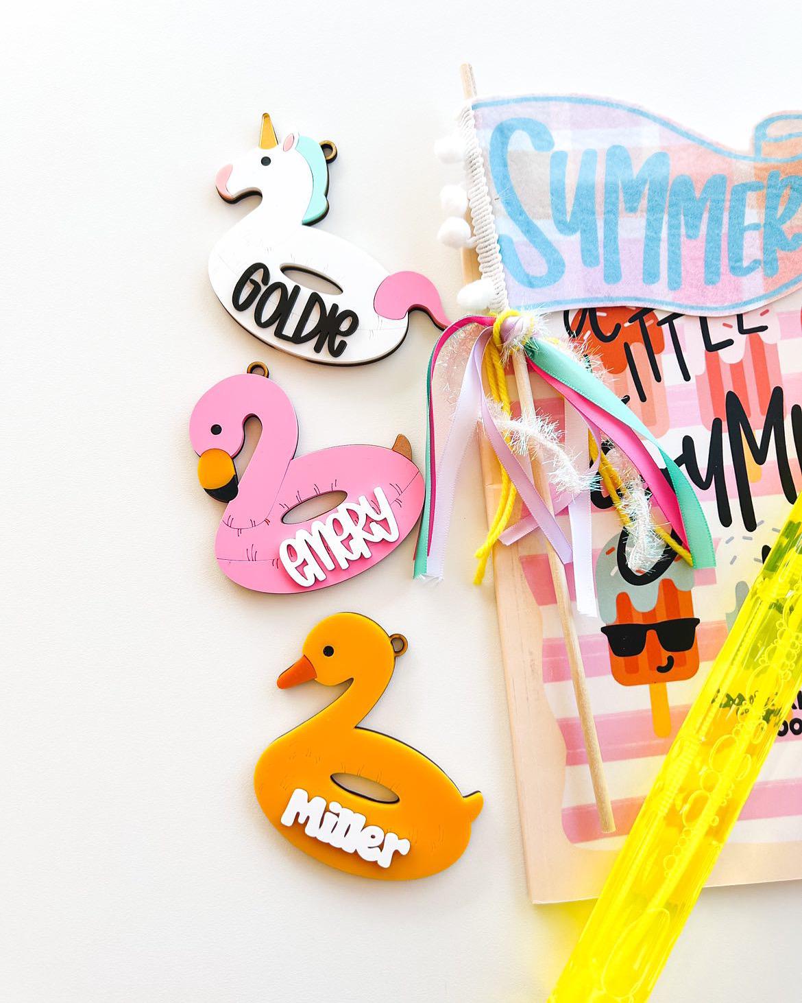 Flamingo Unicorn Name Tag SVG: Summer Pool Float Laser Cut File ...