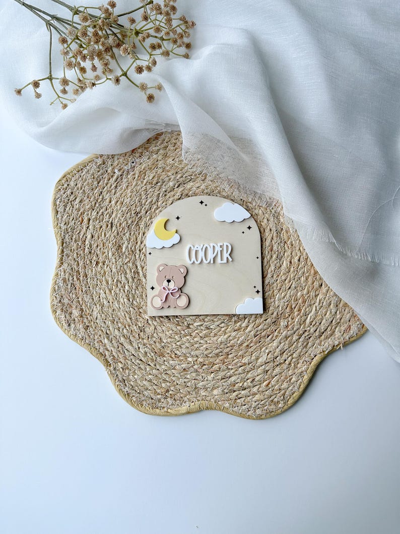 Teddy Bear Cloud Baby Name Sign SVG: Laser Cut File (digital Download ...