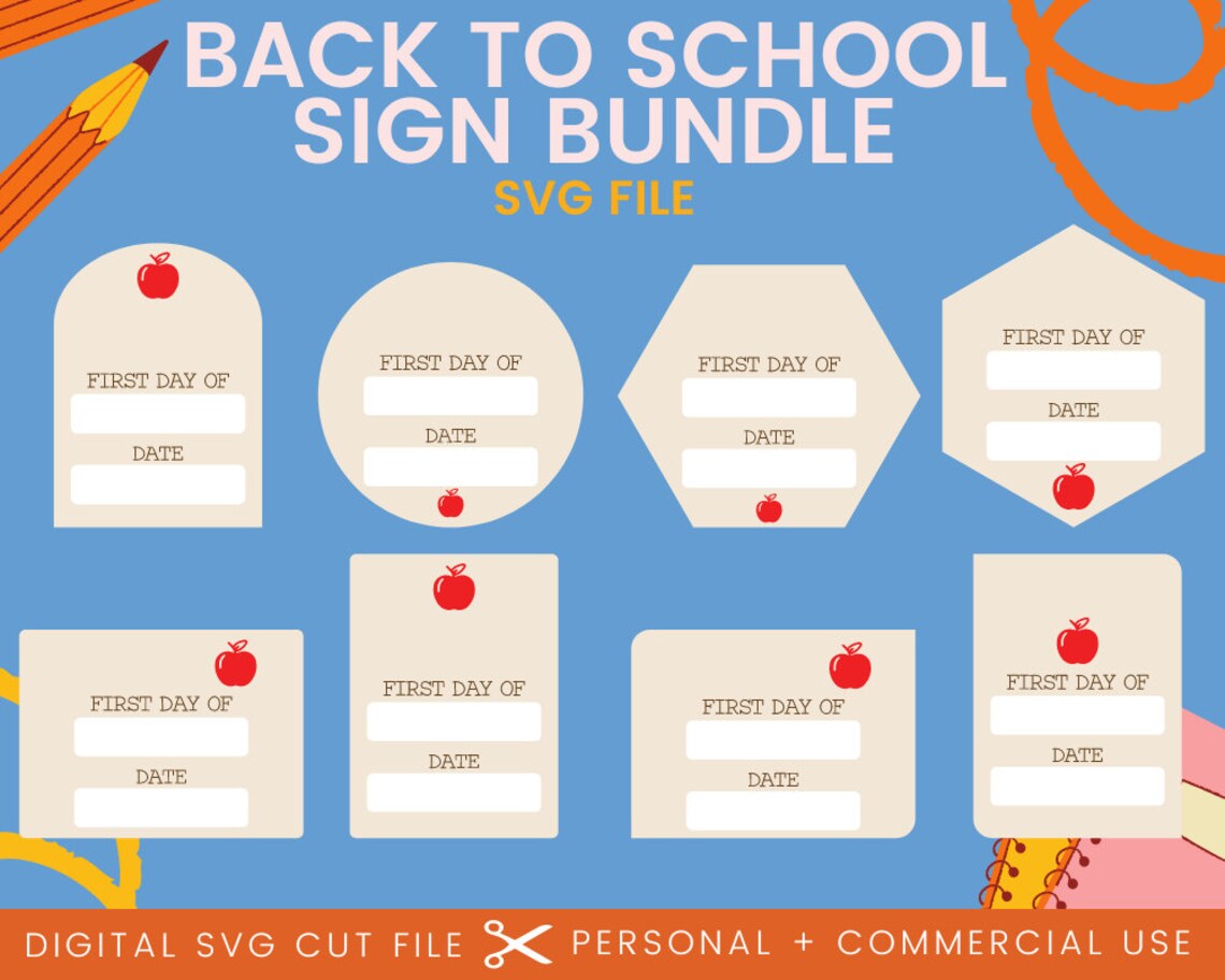 First Day of School Sign Bundle SVG Back to School Cut File - Etsy