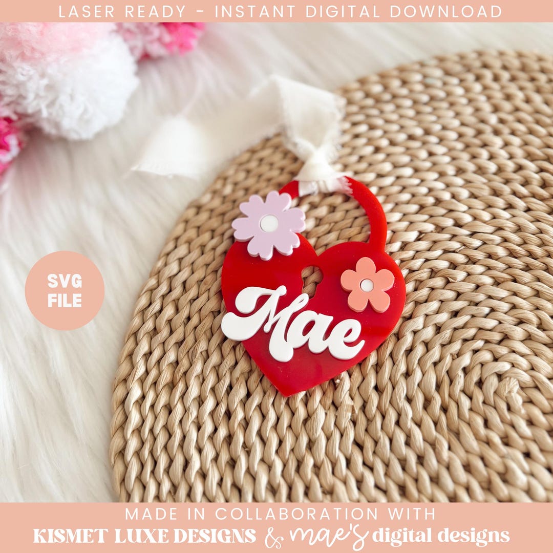 Floral Heart Locket Gift Tag SVG: Valentine's Day Laser Cut File - Etsy
