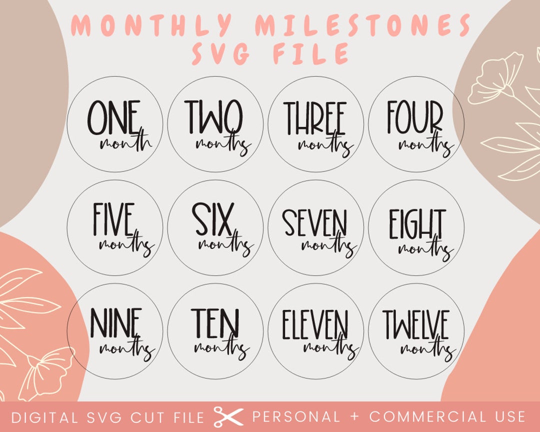Baby Milestone Rounds SVG Baby Monthly Milestone Rounds SVG PNG ...