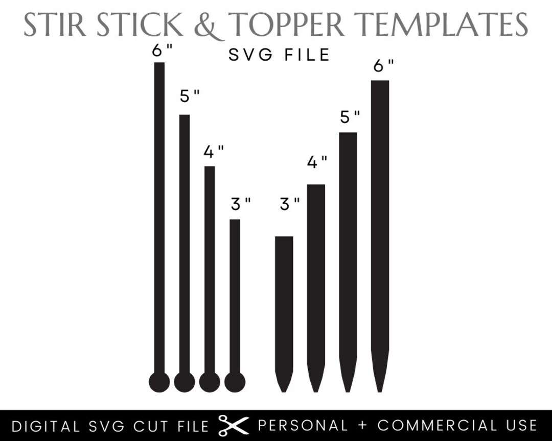 Swizzle Stick & Cake Topper SVG Template File (digital Download) - Etsy