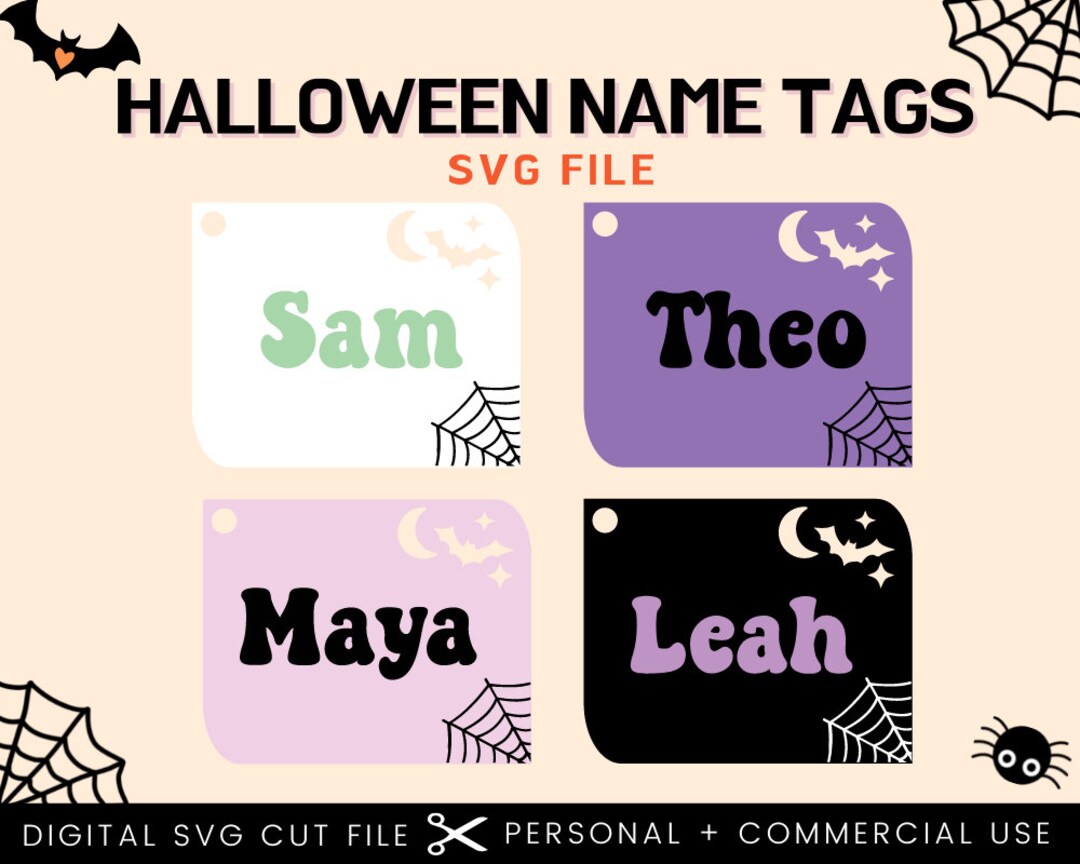 Halloween Name Tag SVG Files | Halloween Tags | Glowforge Halloween Cut ...