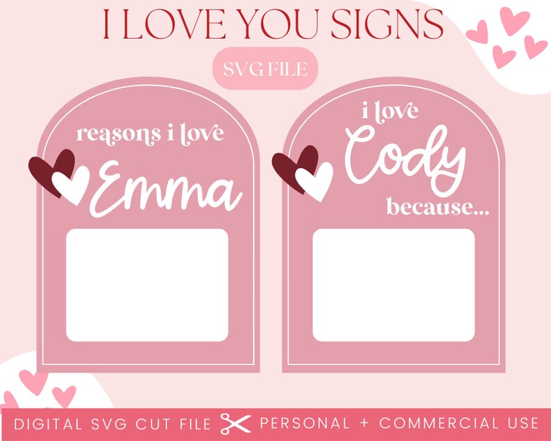 Valentine's Day I Love You Because Signs SVG Glowforge - Etsy