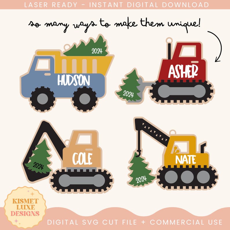 Bulldozer Excavator Ornament SVG Bundle: Baby's First Christmas ...